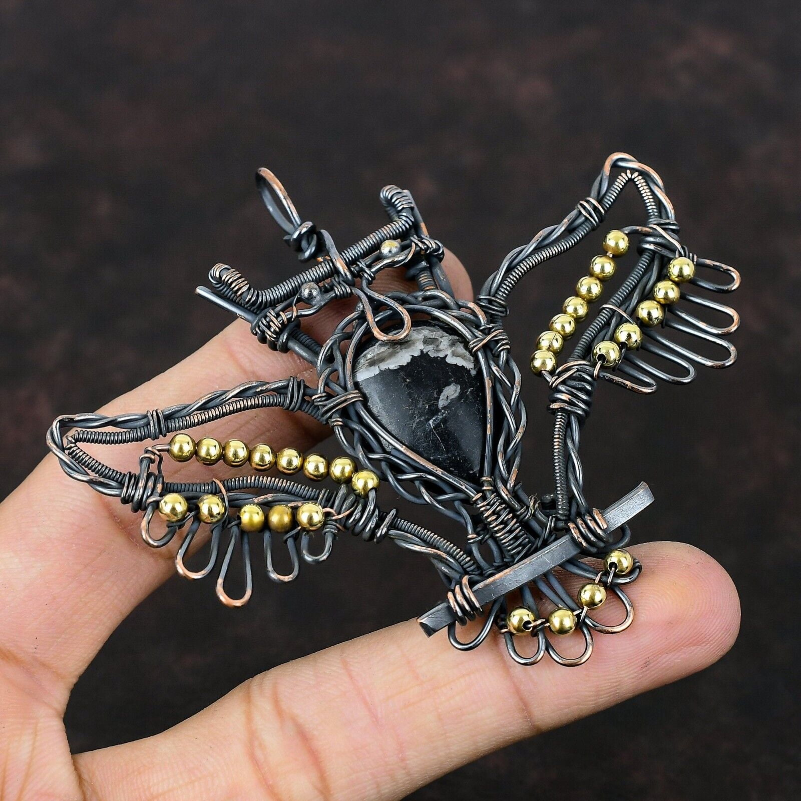 Chrysanthemum Wire Wrapped Owl Pendant Handcrafted Copper Ethnic ...