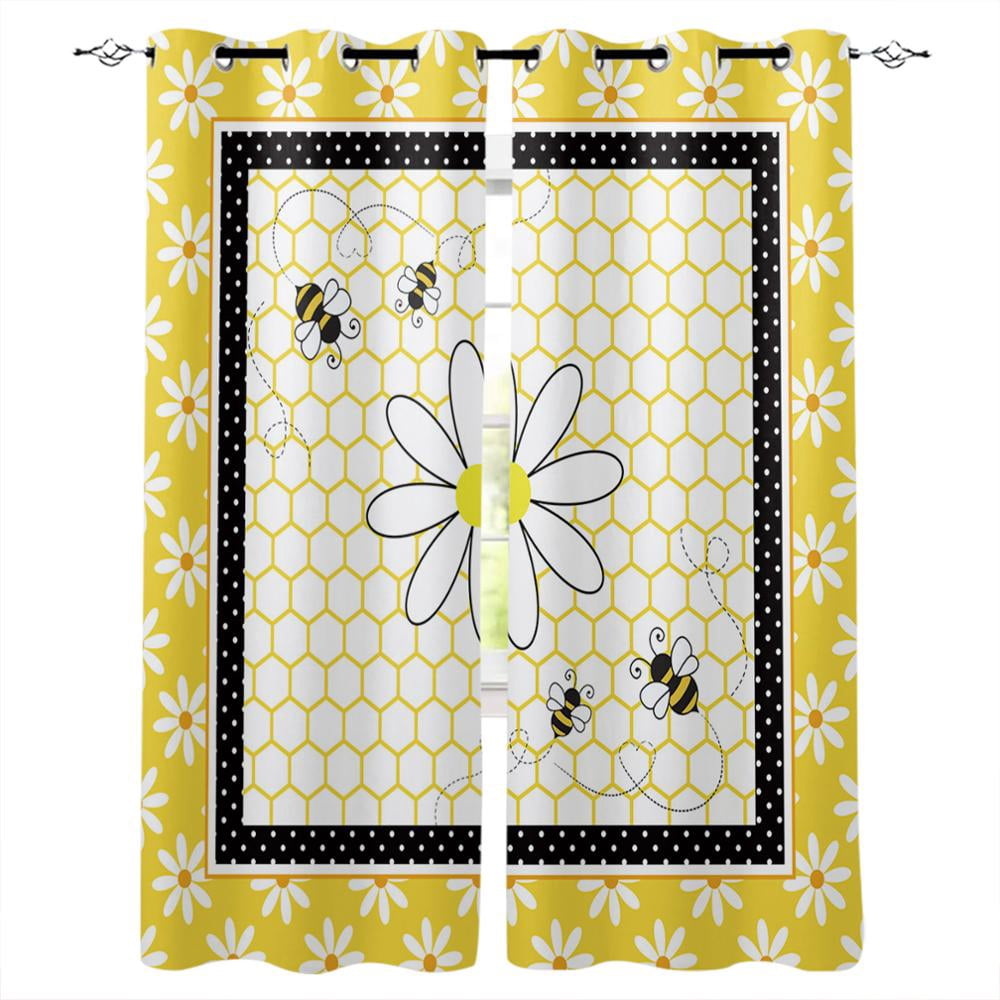 Chrysanthemum Yellow Window Curtains For Living Room Kitchen Bedroom ...