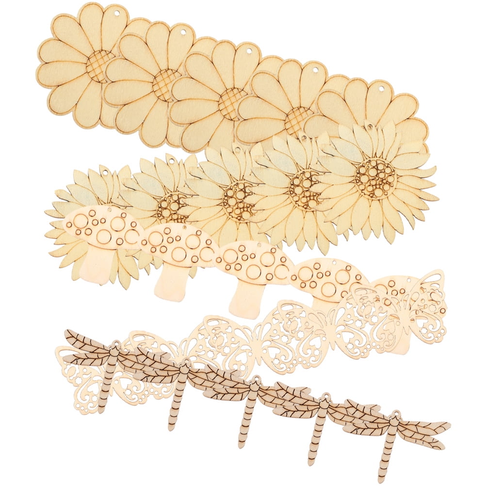 Chrysanthemum on Blank Wood Chip DIY Painting Materials Kids Playset ...