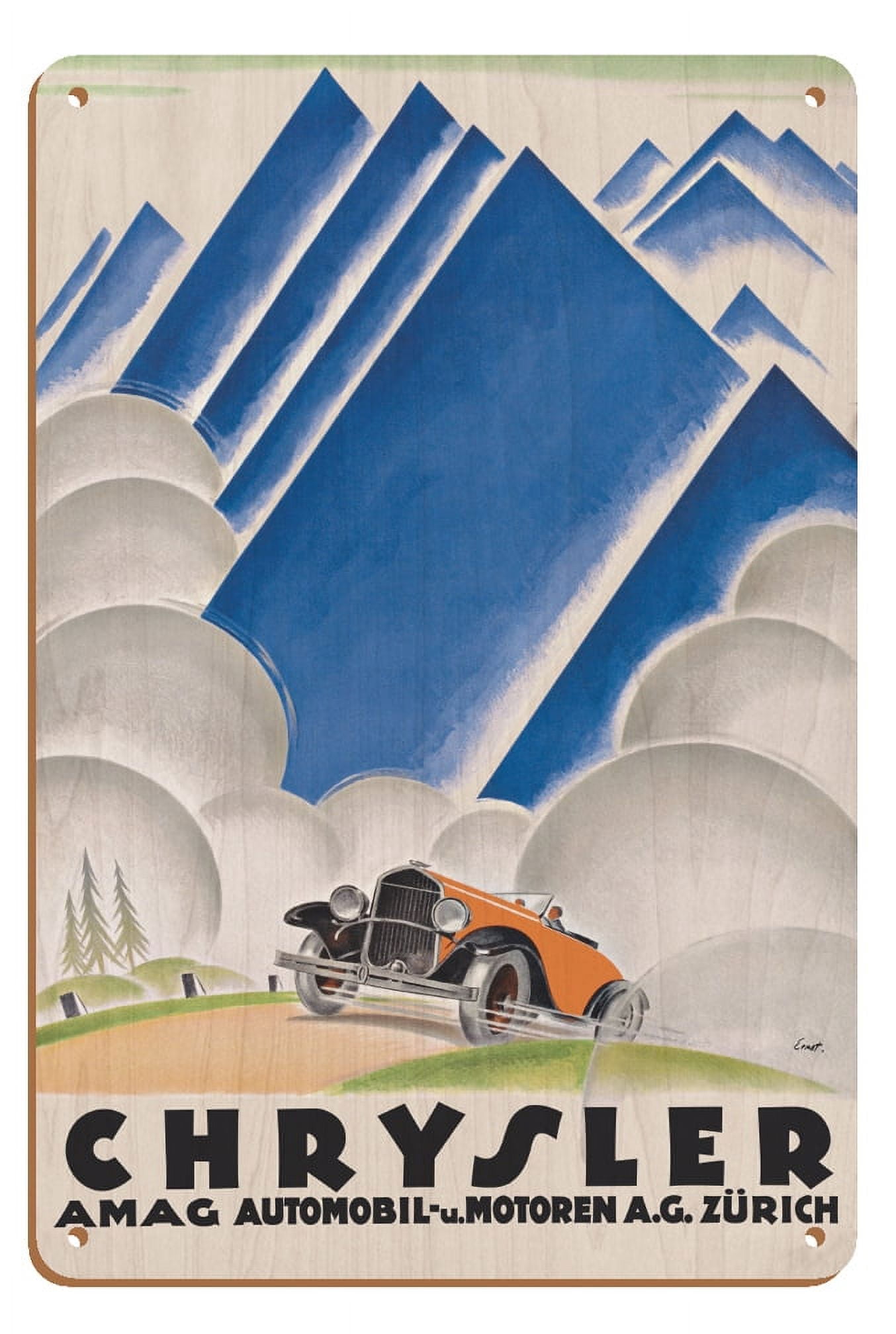 Chrysler - Across the Alps - Vintage Car Racing Poster by Otto Ernst c ...