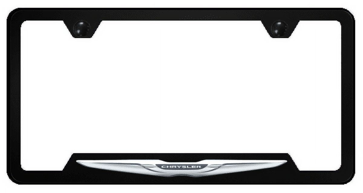 Chrysler Logo Black Polycarbonate Notched License Plate Frame Official ...