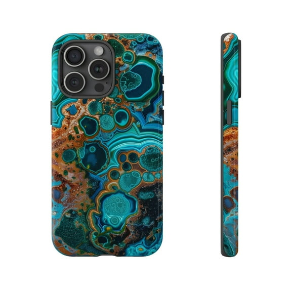Chrysocolla Copper Gemstone Teal Blue Mineral Case with iPhone 17 to 11 ...