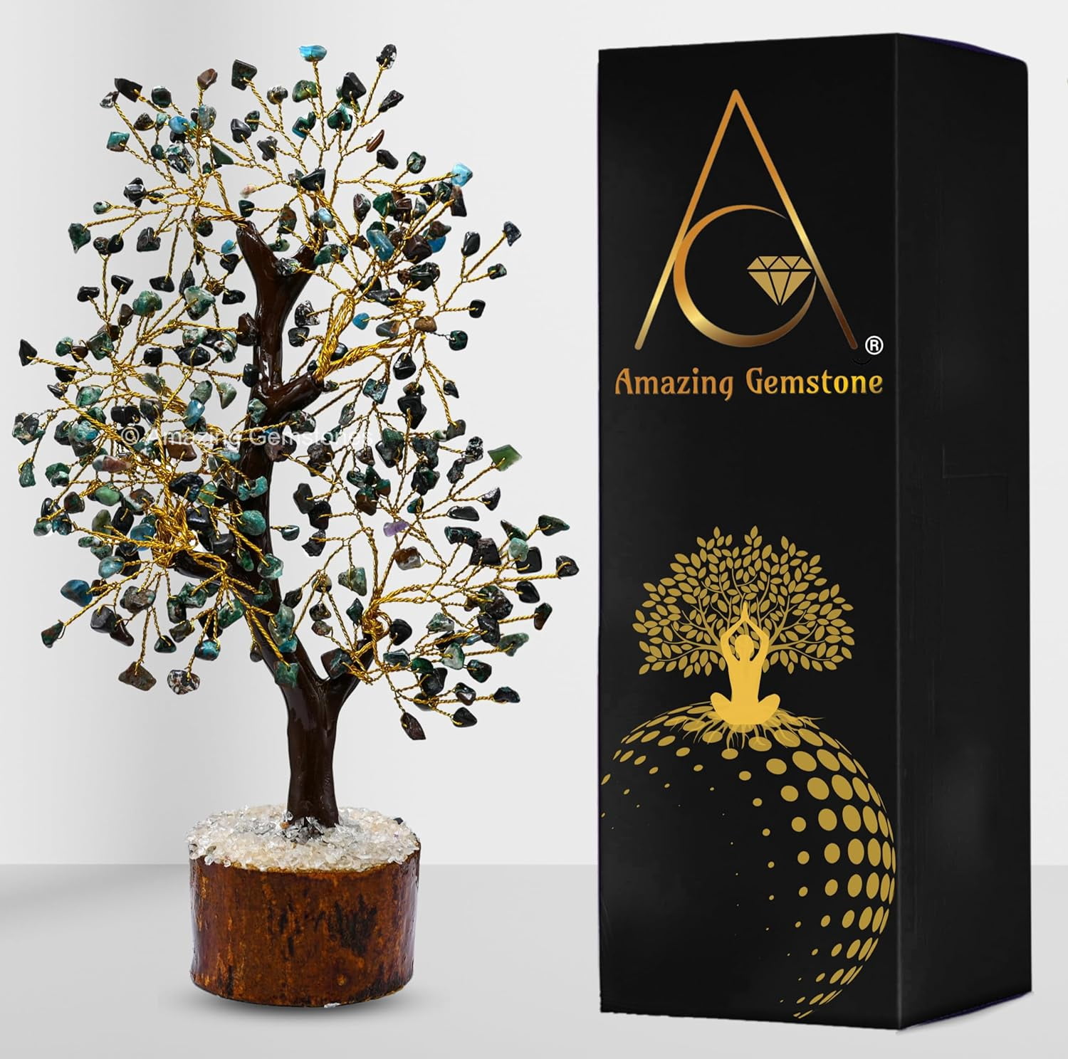 Chrysocolla Crystal Tree - Healing Crystal Bonsai Tree Room Decor ...