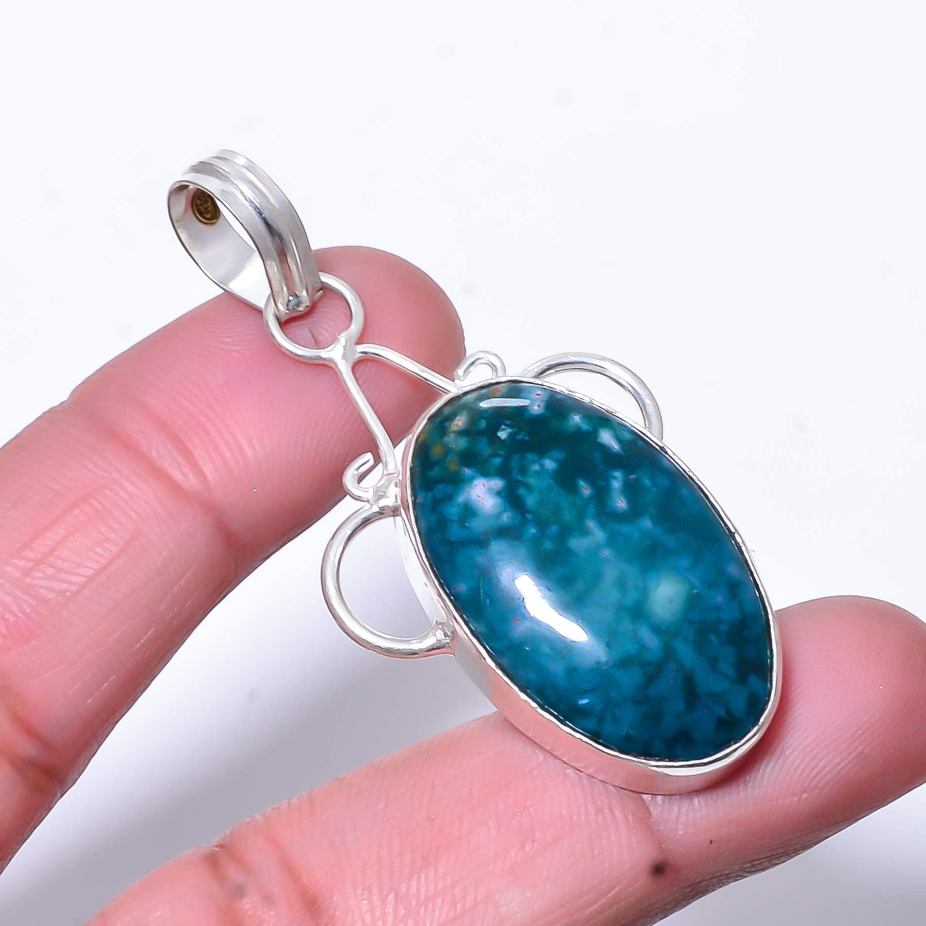 Chrysocolla - Peru Designer Handmade 925 Sterling Silver Pendant 2.07 ...