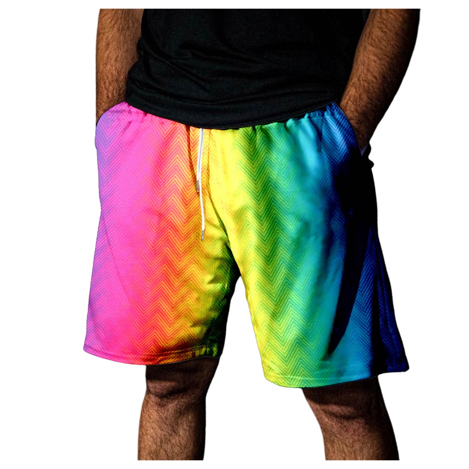 Chu Chu Mens Neon Swim Trunks - White Beach Shorts Men Mens Shorts ...