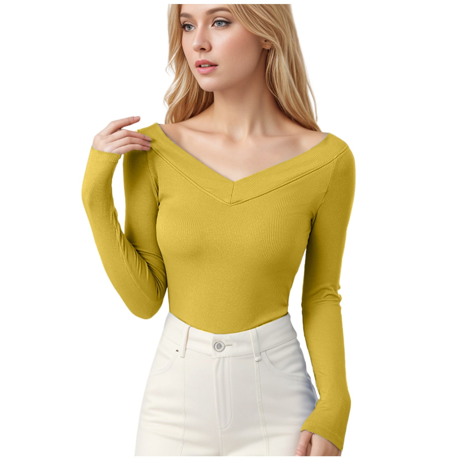 ChuChuDonRen Womens Plus Size Tops Off The Shoulder Slim Fit Top Fall ...
