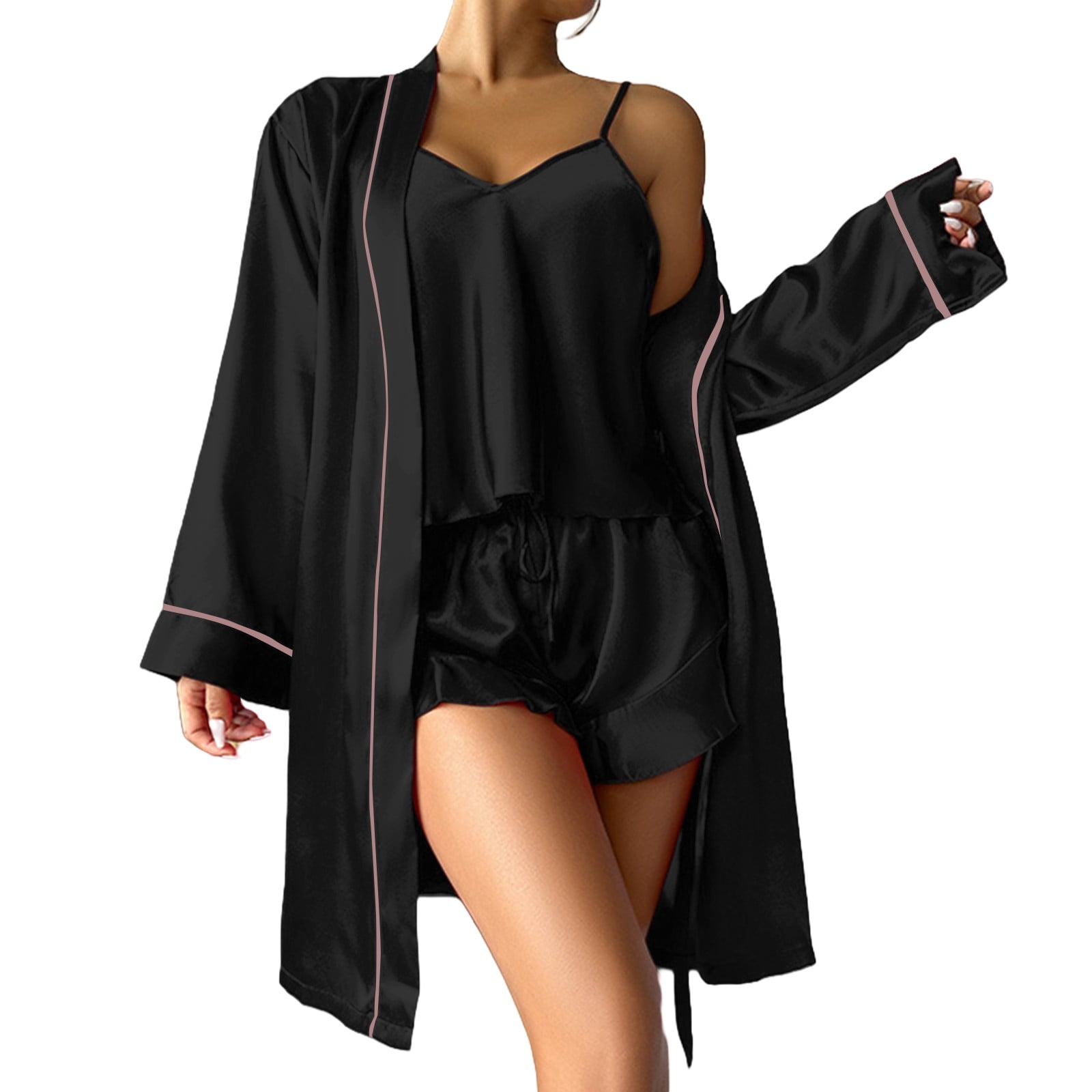 Chuancc 3 Piece Lounge Set 3 Pc Pajama Sets Women Robe Comfy Robe ...