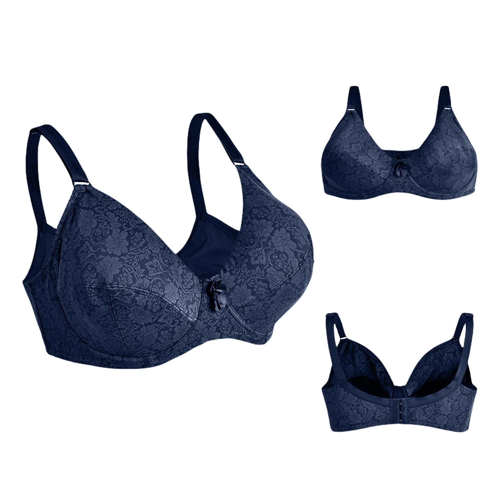 Chuancc Bra for Women,Large Size Glossy Bra Fixed Double Straps Back Three Buckle Full Cup Thin ...