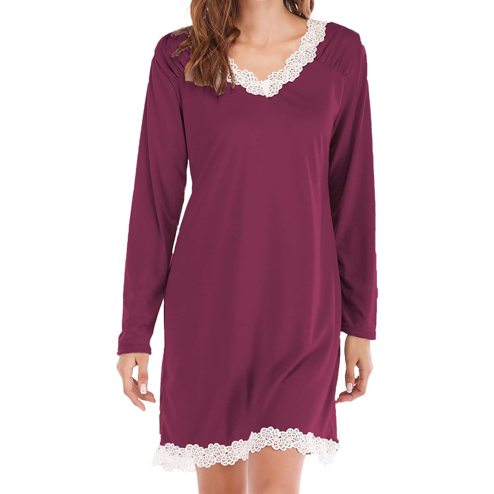 Chuancc Nighties For Women Ladies Nightgowns Womens Long Sleeve ...