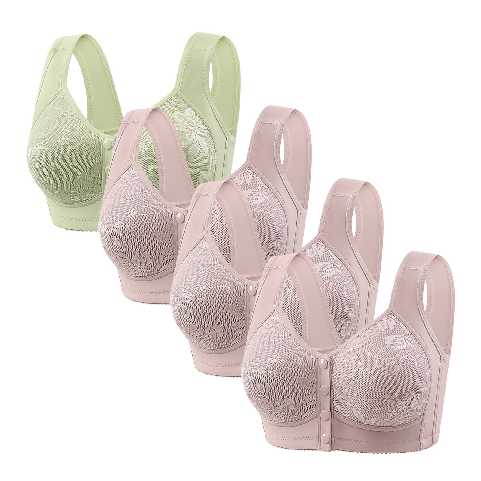 Chuancc Plus Size Underwear,4 Pieces Of Front Open Buckle Top Support ...