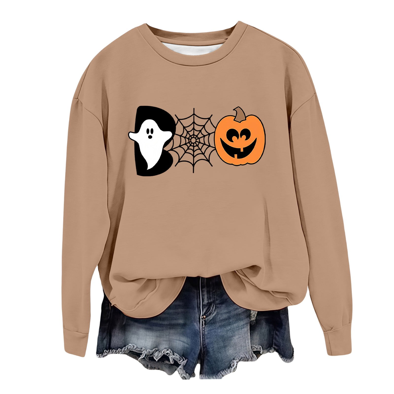 Chuancc Pumpkin Sweater Women Generic Halloween Sweatshirt Ghost ...