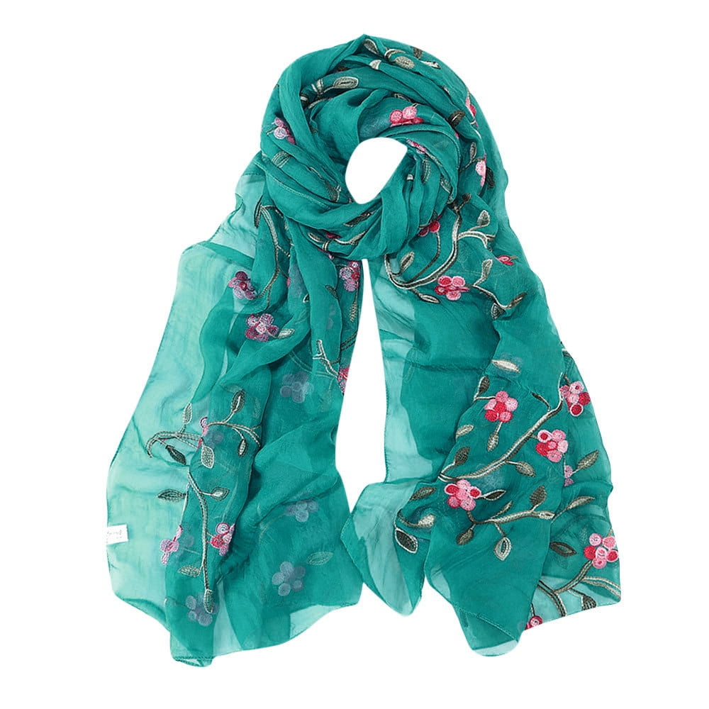 Chuancc Sheer Shawl Ladies' Silk Scarf Large Silk Scarf Satin Printed ...