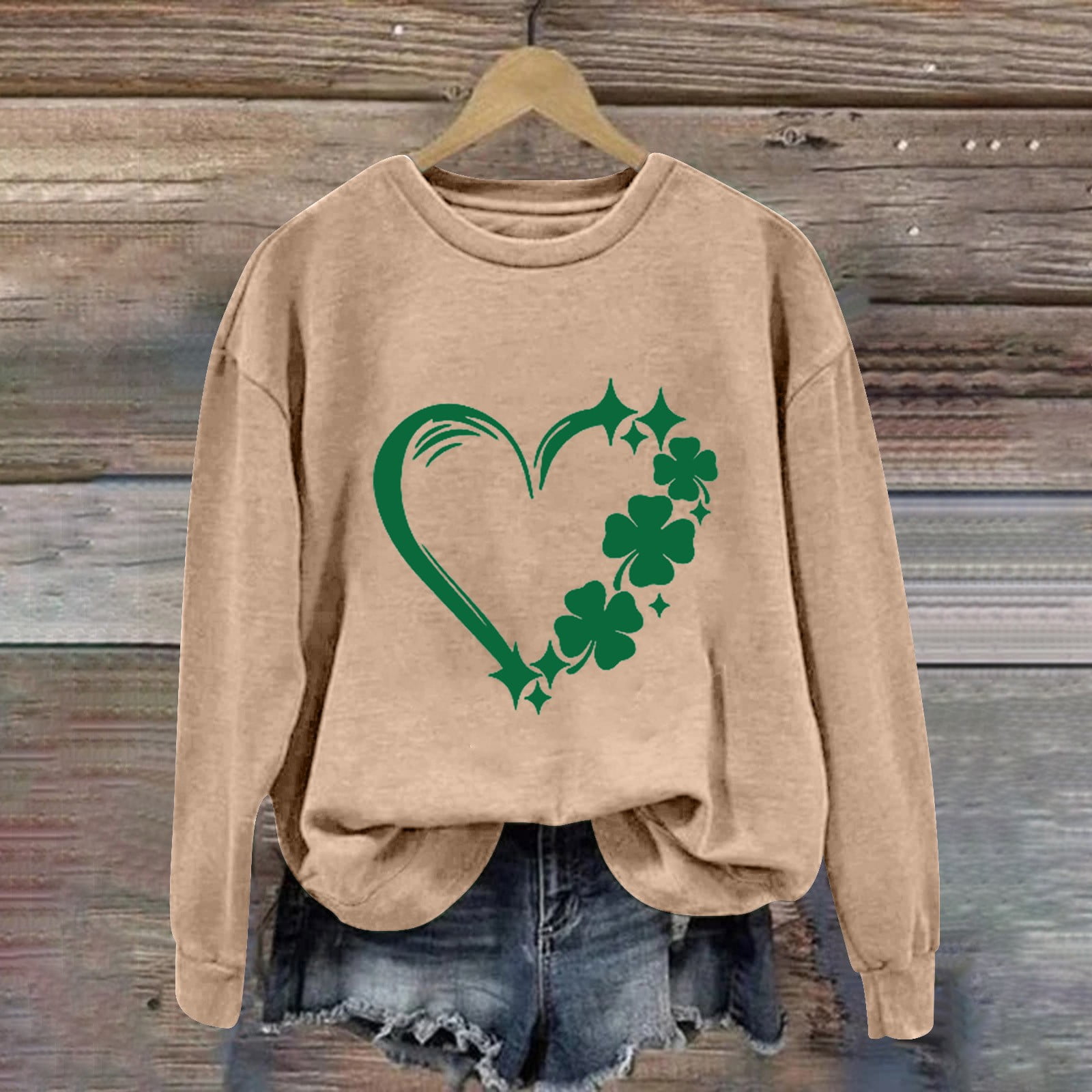 Chuancc Sweatshirt for Womenwomen'S Love Printed Round Neck Long Sleeve ...