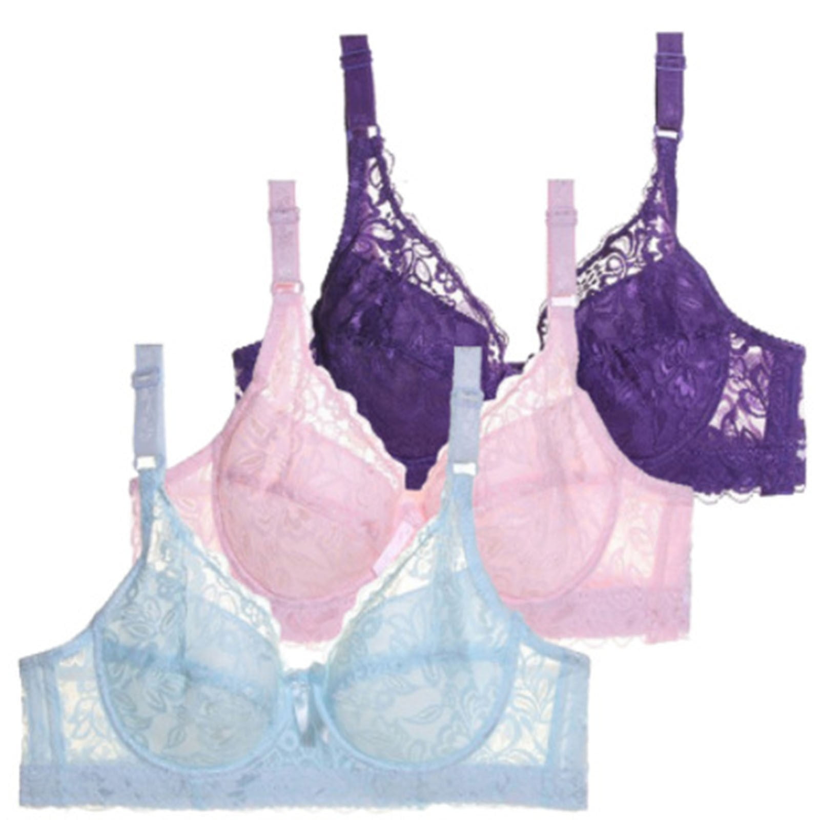 Chuancc Wireless Bras with Support and Lift lace bra Women's 3PC Bra ...