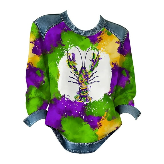 Chuancc Women's Crew Neck Sweatshirt Loose Pullover Long Sleeve Shirts ...