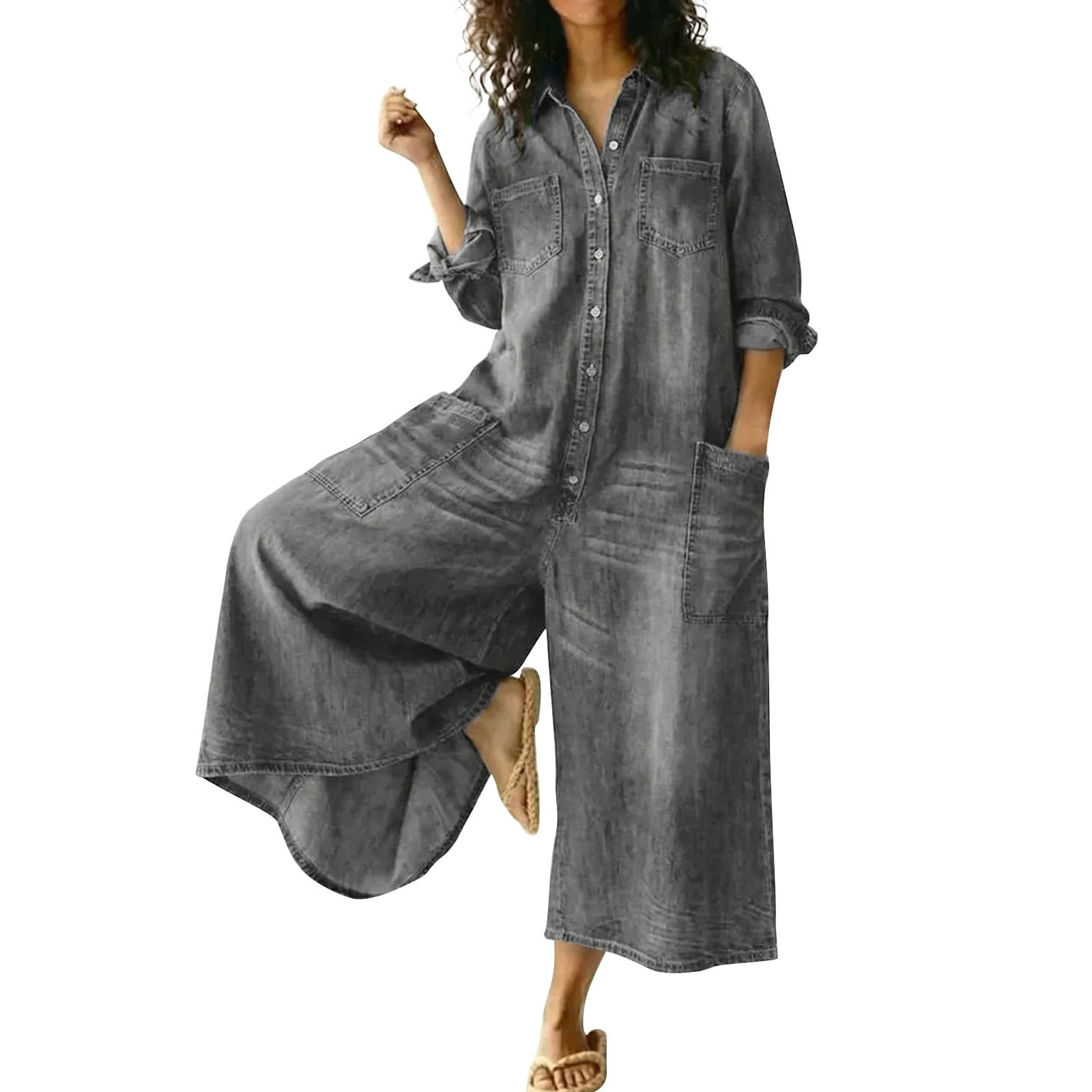 Chuancc Women's Fall Jumpsuits Dressy Casual Pants Romper Spring Long ...