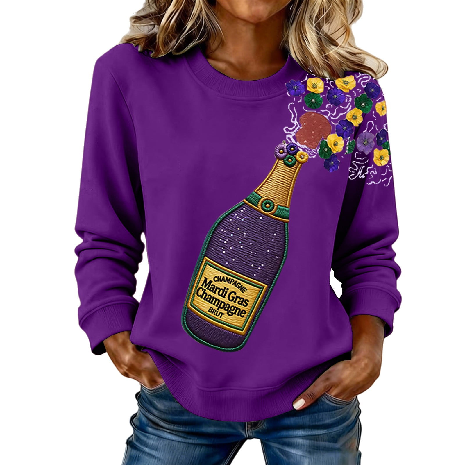 Chuancc Womens Oversized Sweatshirts Pullover Long Sleeve Hoodies Tops ...