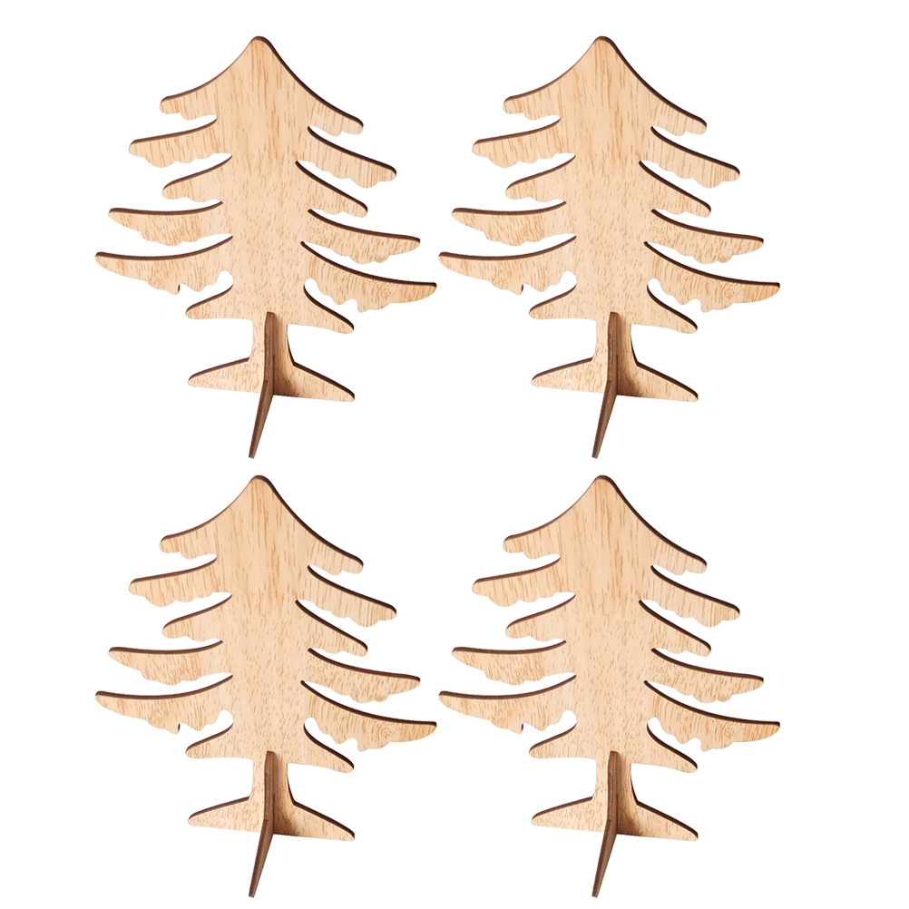 STOBOK Rustic Tree Decorations Laser Engraved Christmas Tree Desktop ...