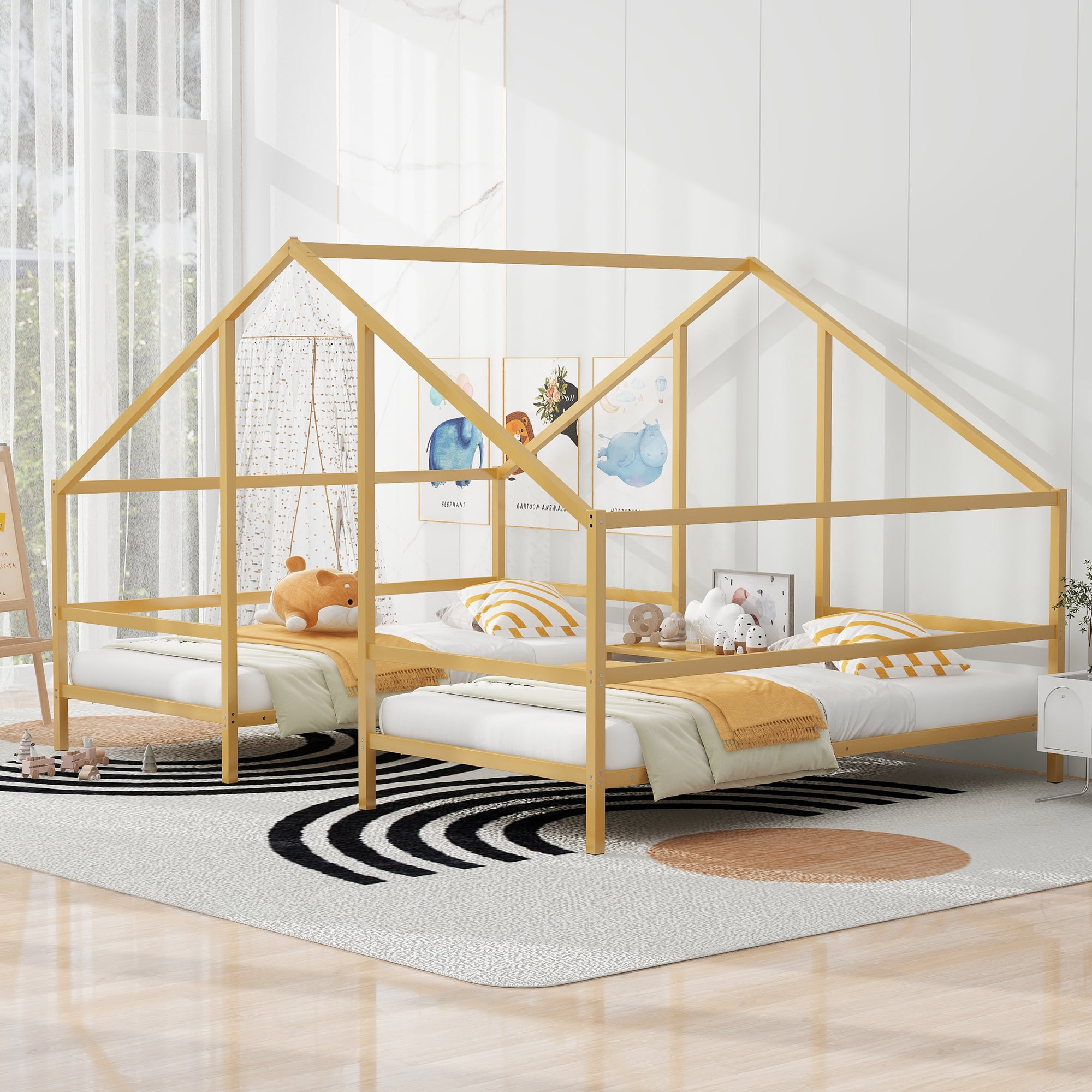 Harper & Bright Designs Chuarnty Double Twin Size Triangular House ...