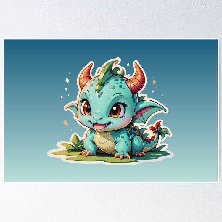 Chubby Baby Dragon Poster- Unframed Poster | Wall Art | Perfect For ...