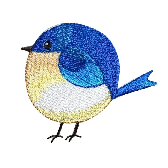 Chubby Bluebird - Blue/Bird/Nature - Iron on Applique/Embroidered Patch ...