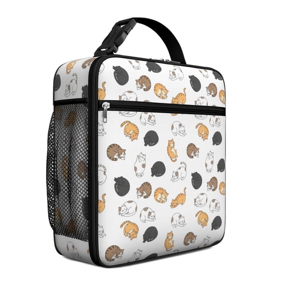 Chubby Cat White Pattern Insulated Lunch Bag Teens,Lunch Box for Men ...