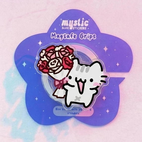 Chubby Cat with Roses holder – Cute White Kitty Flower Bouquet ...