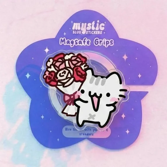 Chubby Cat with Roses holder – Cute White Kitty Flower Bouquet ...