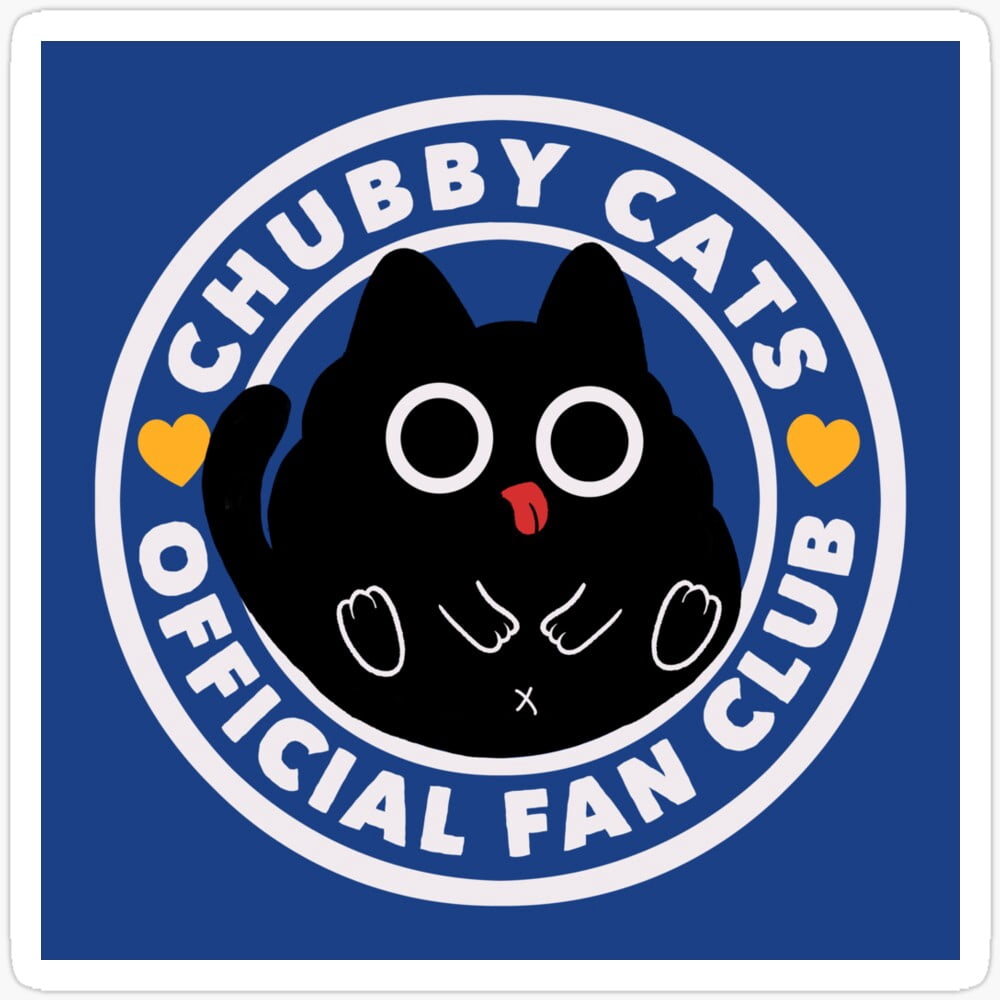 Chubby Cats Official Fan Club Navy Sticker Phone Decal Water Bottle ...