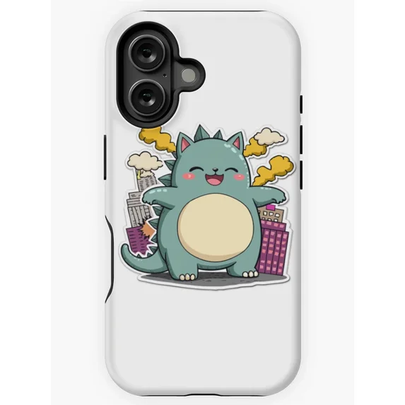Chubby Catzilla Kawaii Monster City Crash Cartoon Phone Case with ...