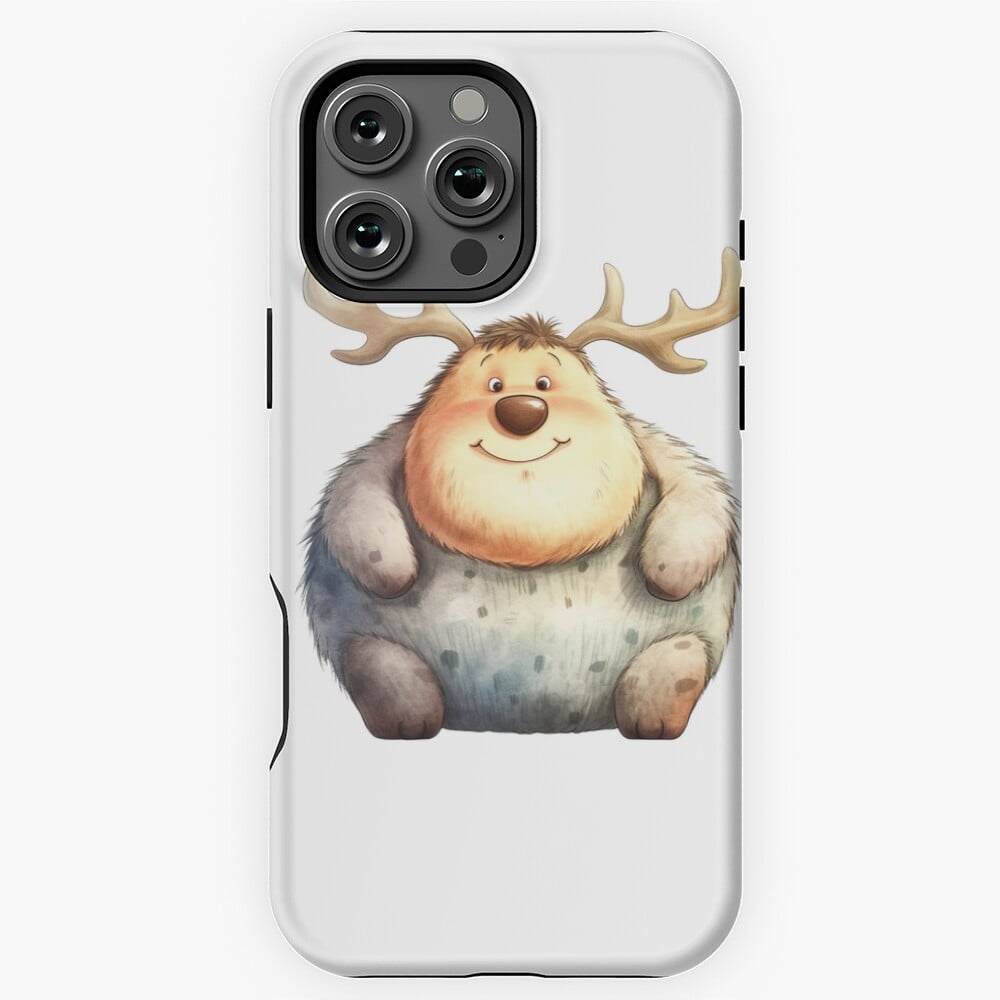 Chubby Christmas Reindeer Fun Phone Case for iPhone 11 12 13 14 15 16 ...