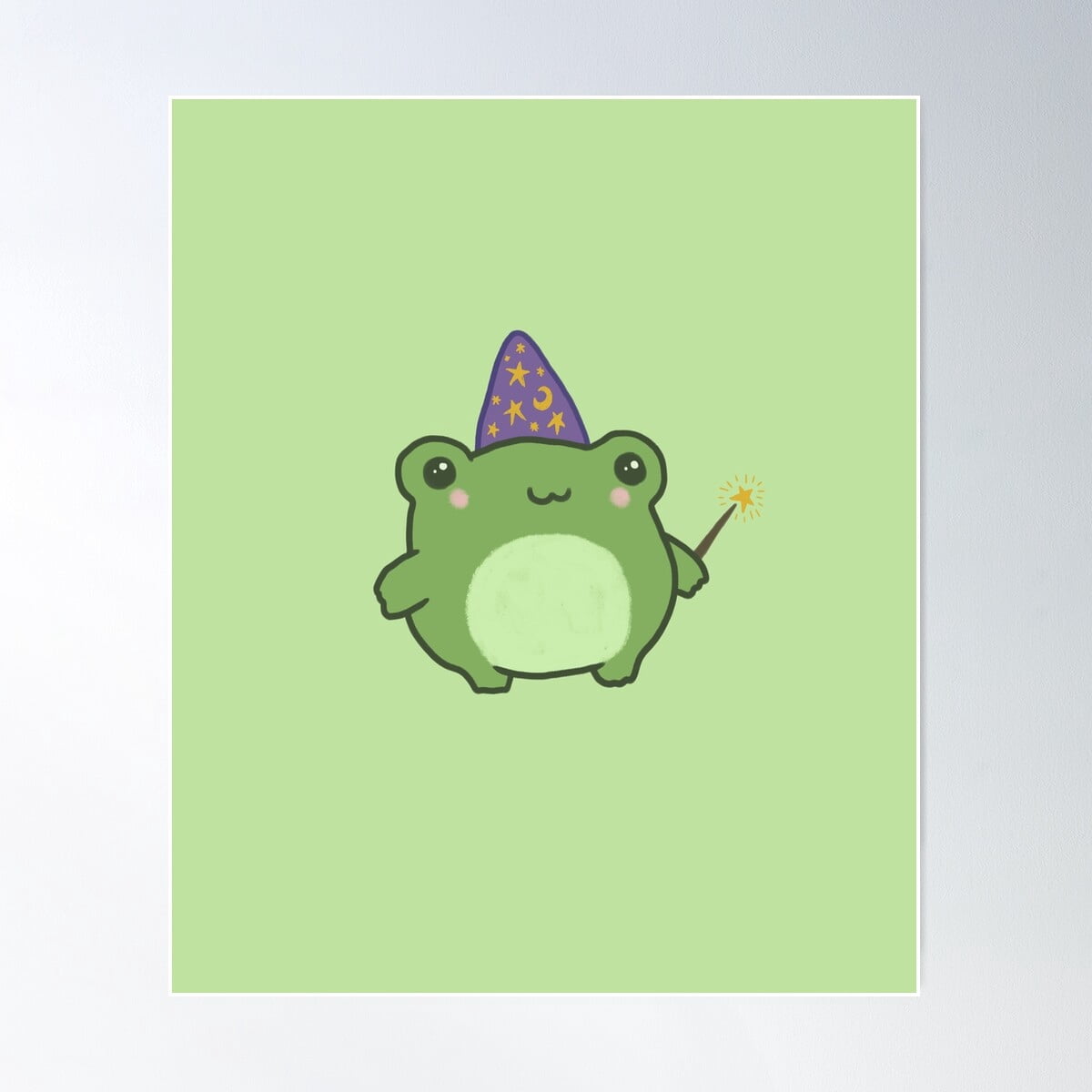 Chubby Frog Wizard: Cottagecore Kawaii Toad With Magic Wand, Purple Cap ...