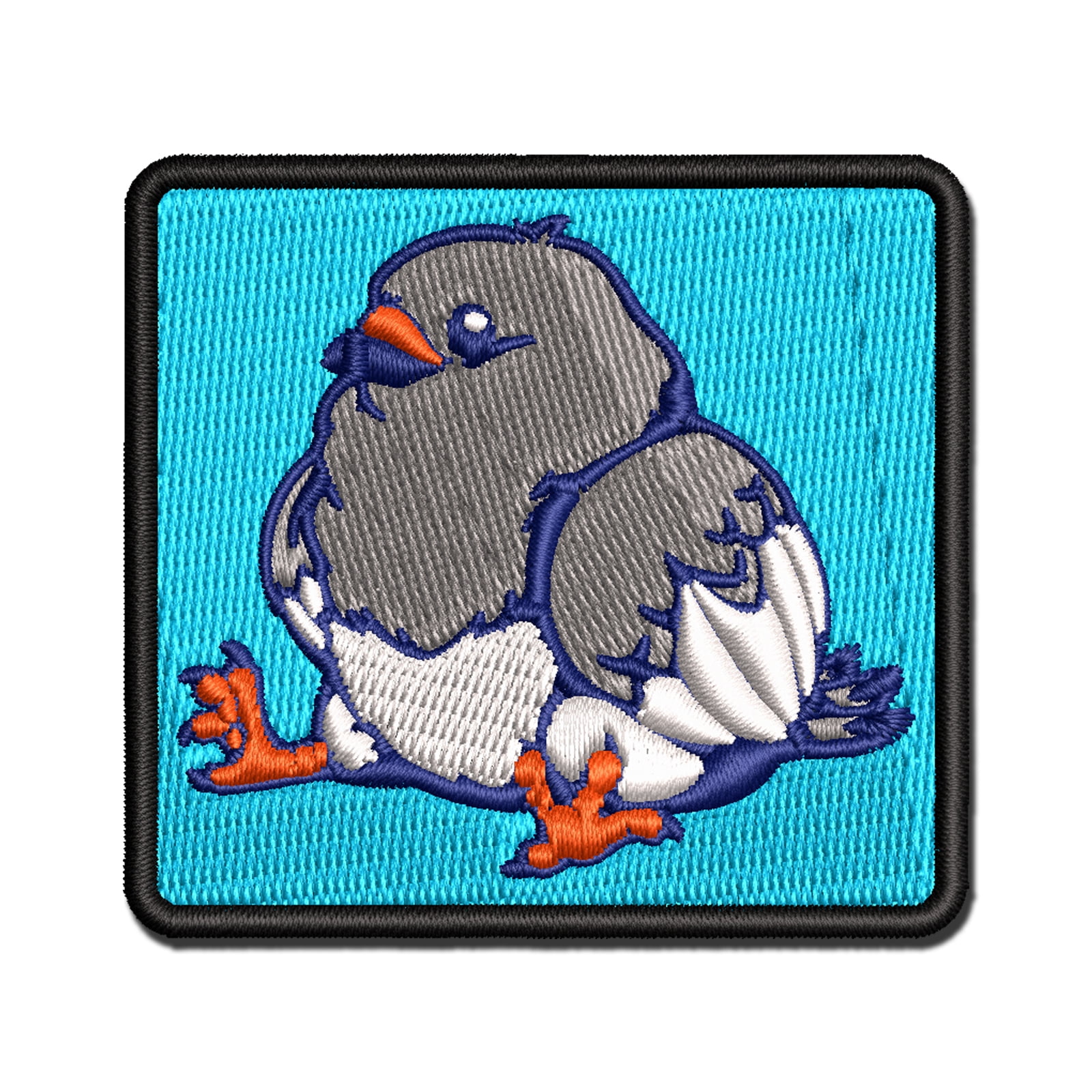 Chubby Little Bird Sitting Applique Multi-Color Embroidered Iron-On Patch - 3.5 Inch Large ...