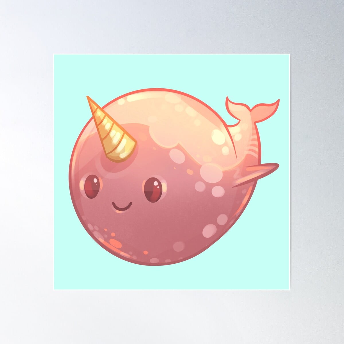 Chubby Pink Narwhal Poster Wall Art, Modern Wall Decor For Living Room ...