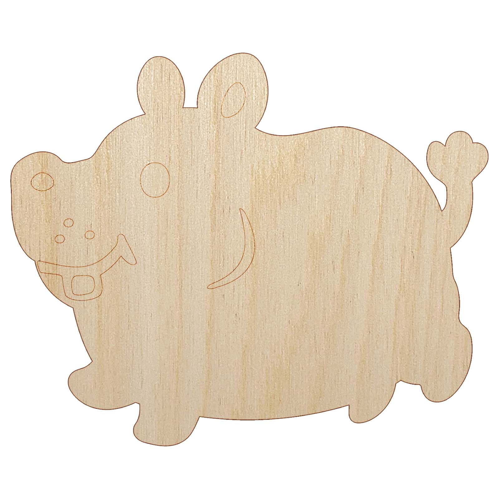 Chubby Round Hippo Hippopotamus Wood Shape Unfinished Piece Cutout ...