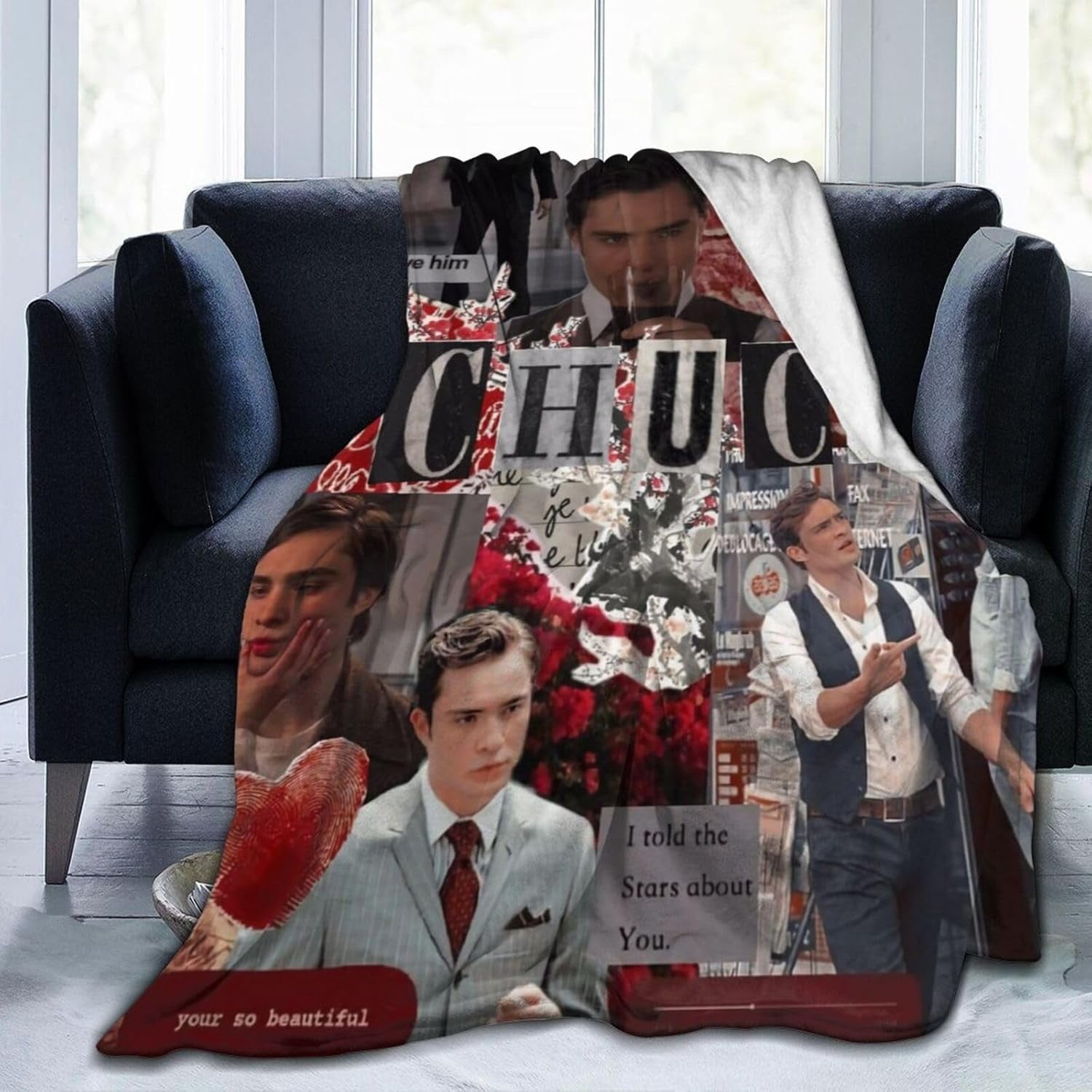 Chuck Bass Throw Blanket Ed Westwick Fleece Blanket Soft Cozy Flannel ...