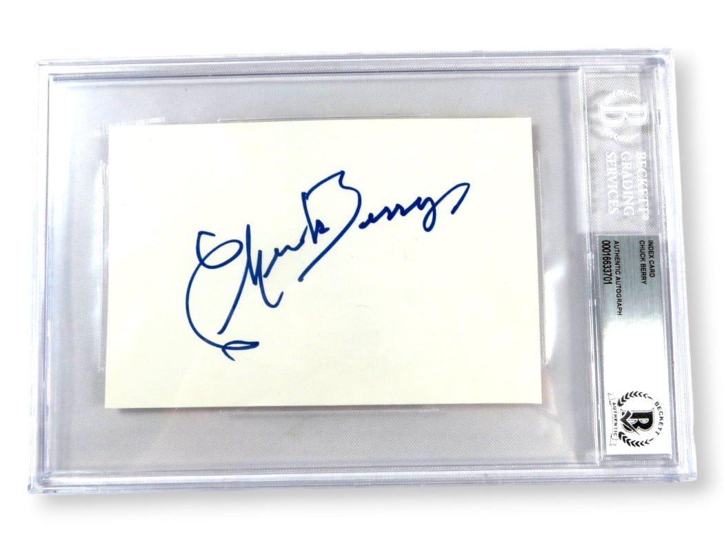 Chuck Berry Signed Autographed Index Card Rock Legend BAS Encased 701 ...
