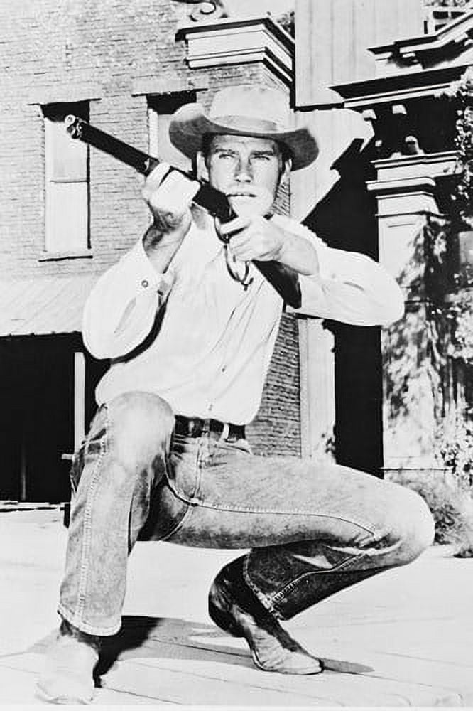 Chuck Connors as The Rifleman Lucas McCain crouching aiming rifle 24X36 ...