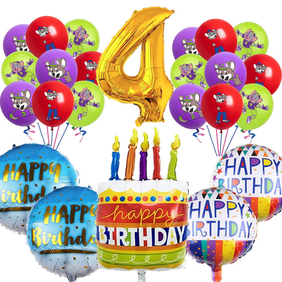 Chuck E Cheese Balloons Party Supplies 4th Big Number Decorations Decor ...