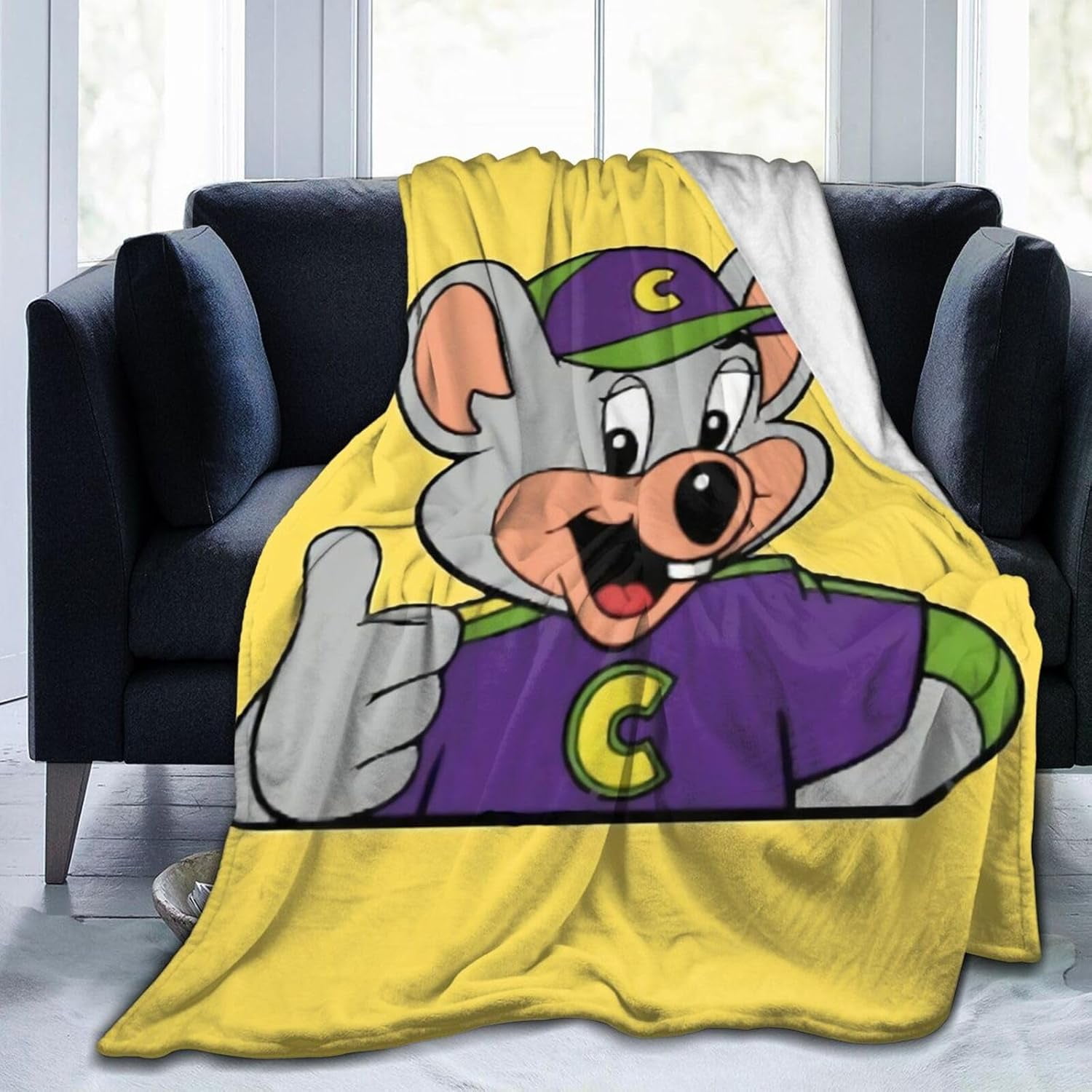 Chuck E Cheese Blanket Soft Cozy Fleece Throw Blanket Plush Lightweight ...