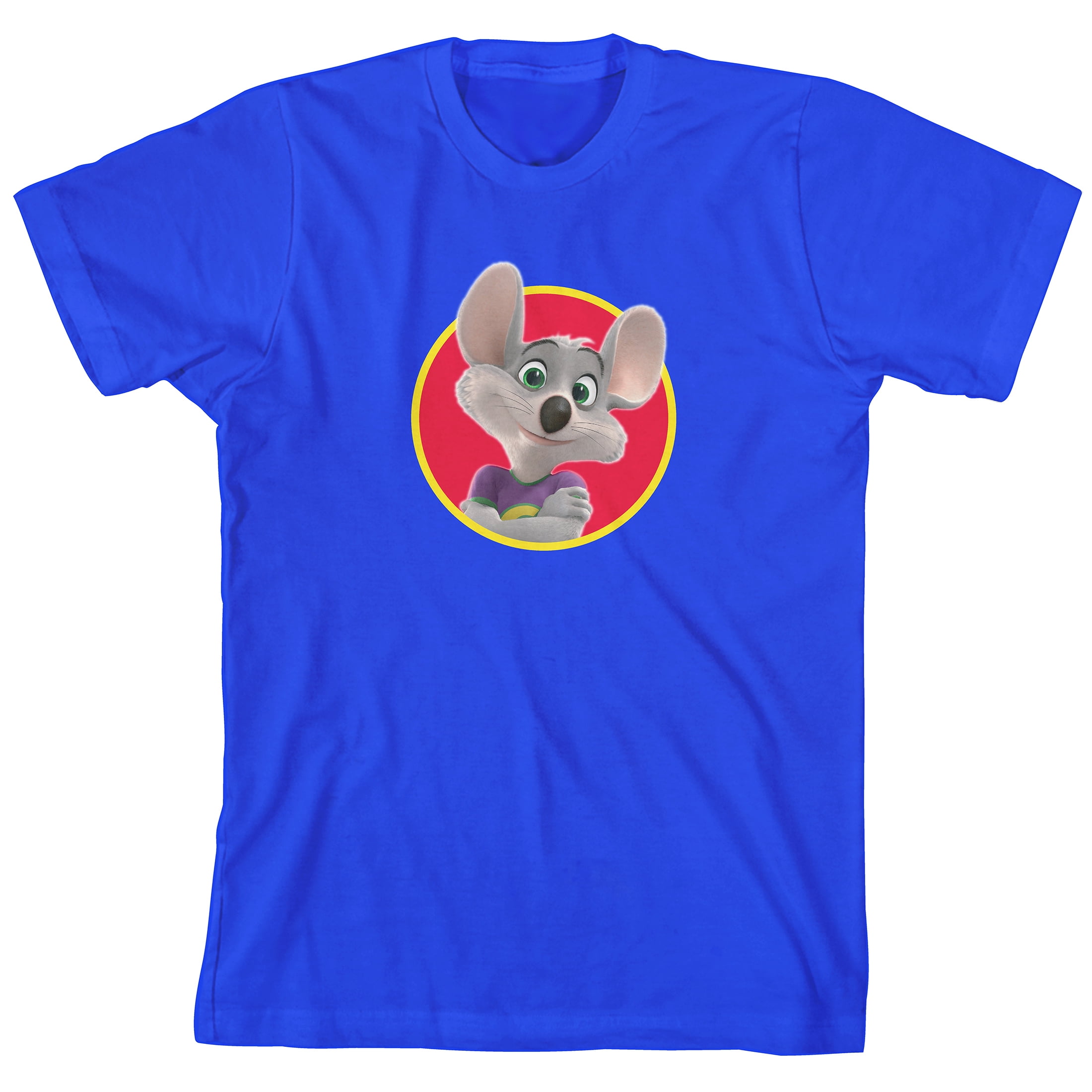 Chuck E. Cheese Chuck In Red Circle Crew Neck Short Sleeve Royal Blue ...