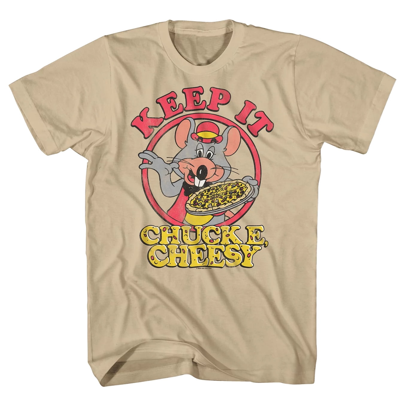 Chuck E Cheese T-Shirt Men's Keep It Cheesy Character Logo Design Adult ...