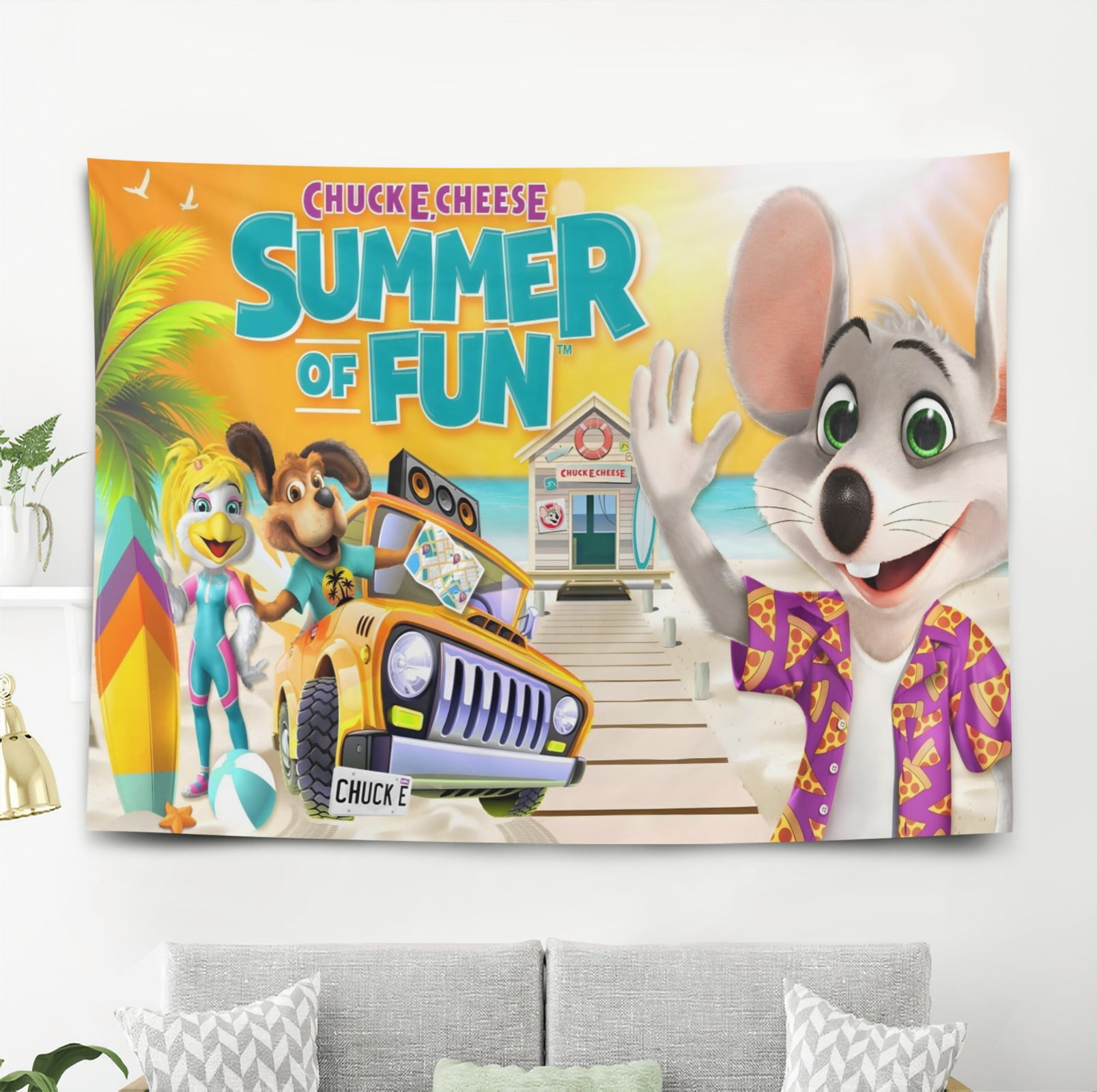 Chuck E Cheese-Theme Anti-pilling Tapestry Gift Wall Hanging Backdrop ...