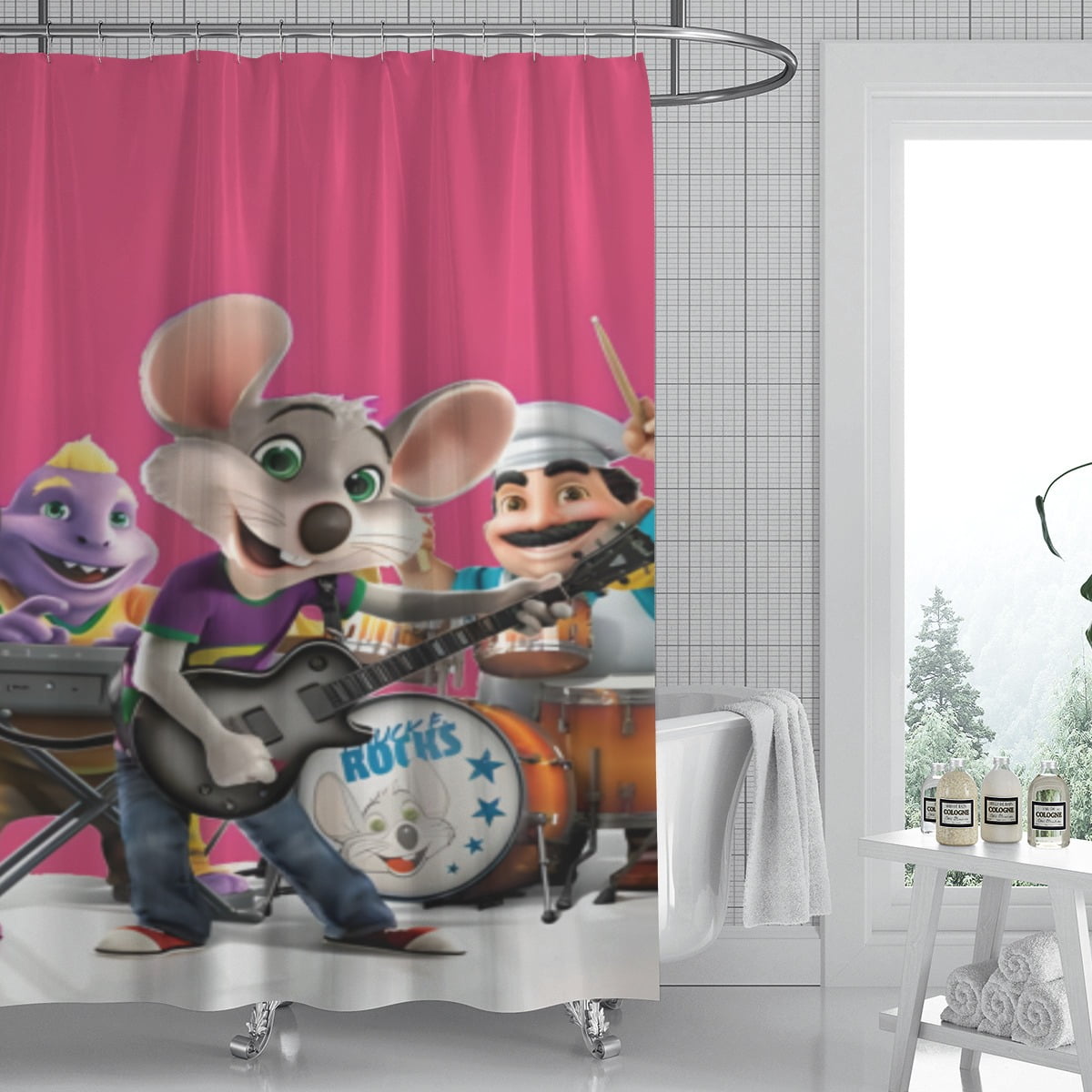 Chuck E Cheese shower curtain features a bold and iconic print ...