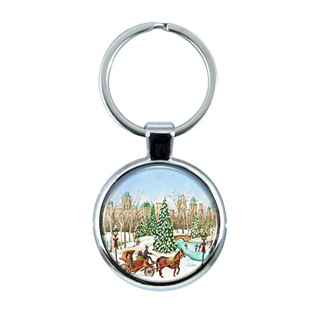 Chuck Fischer's Central Park Keychain with Epoxy Dome and Metal Keyring ...