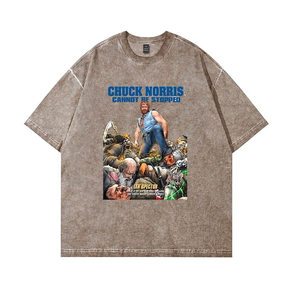 Chuck Norris Merch Distressed Washed Cotton Oversized Tee Vintage ...