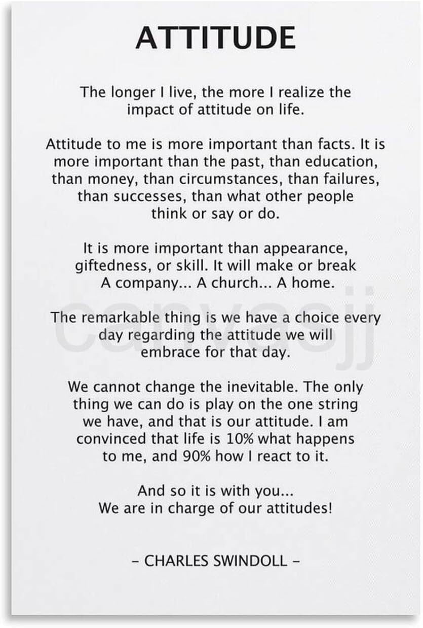 Chuck Swindoll Quote Poem Attitude Poster (3) Canvas Painting for ...