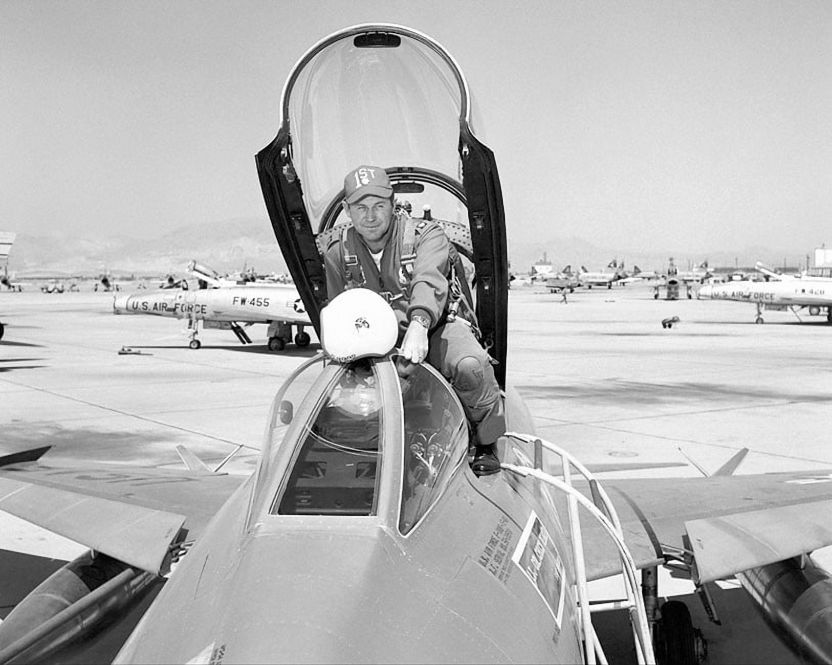Chuck Yeager in F-100 Portrait - 24x36 Inch Glossy Laminated Aviation ...
