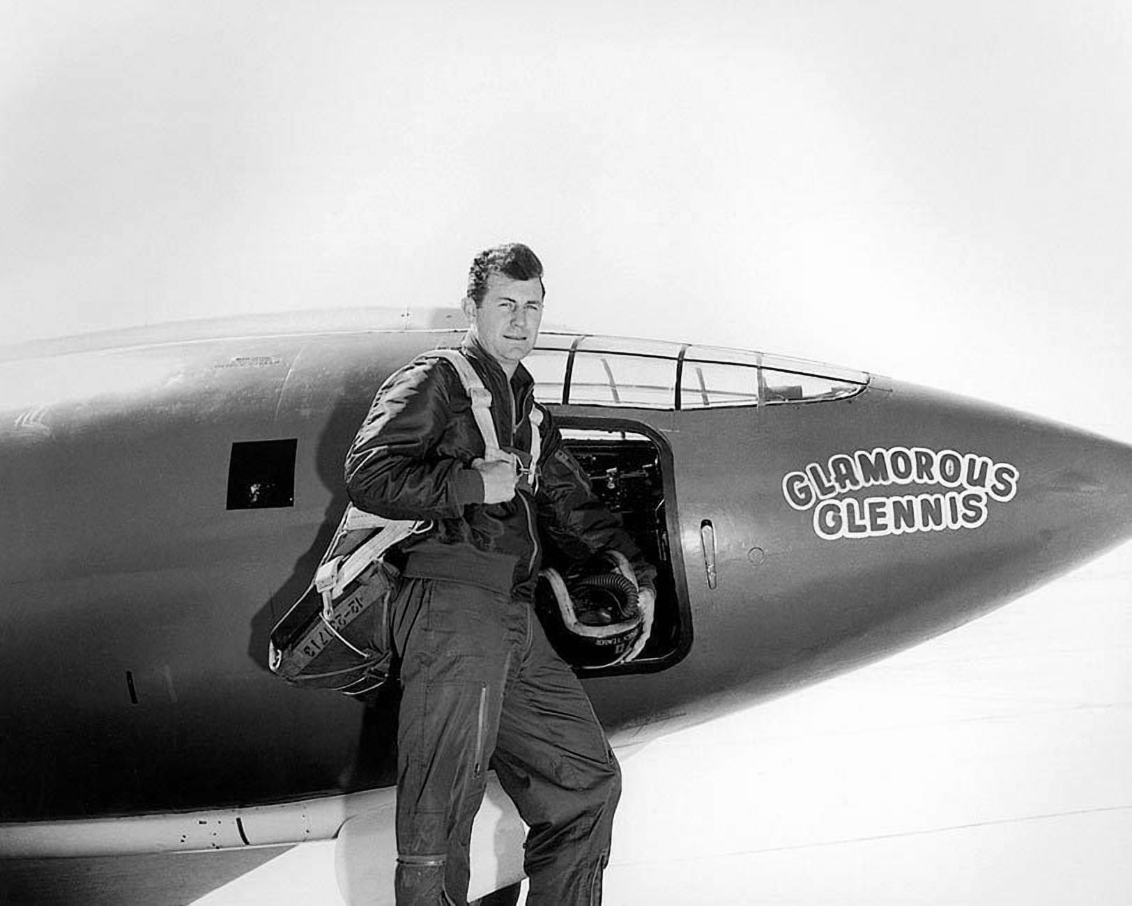 Chuck Yeager w/ Bell X-1 Rocket Plane - 12x18 Inch Laminated Aviation ...