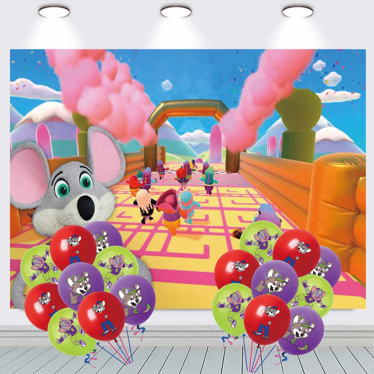 Chuck e Cheese Birthday Balloons Party Supplies Banner Backdrop ...